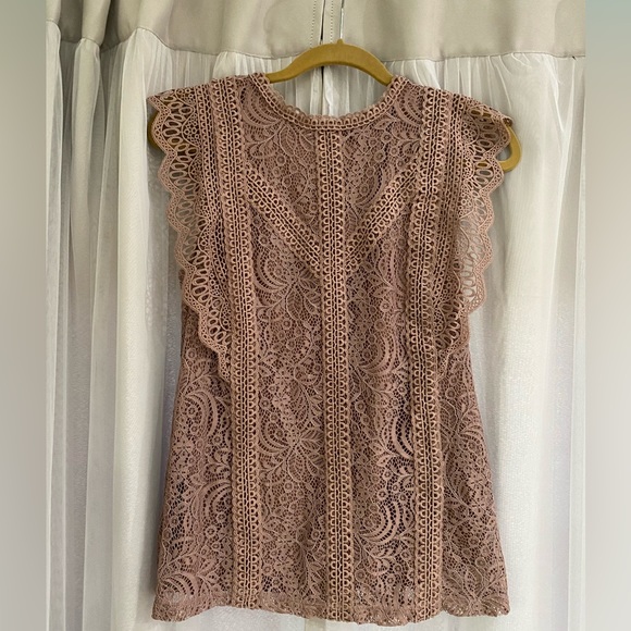 Tops | Victorian Style Lace Rose Colored Blouse | Poshmark